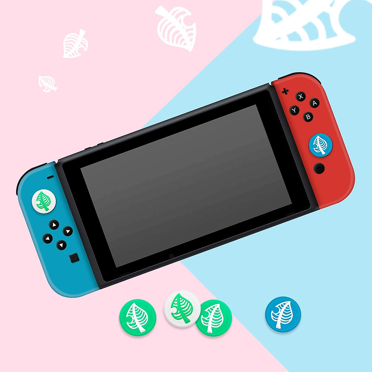 RGEEK 6PCS Leaf Joystick Thumb Caps for Nintendo Switch & Switch Lite, Thumb Stick Grips Analog Stick Cover, Soft Silicone for Joy-Con Controller