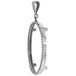 Sterling Silver Silver Eagle Bezel 41 mm Coins Prong Back Illusion Edge 1 oz Coin NOT Included