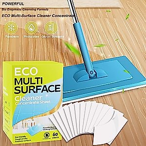JSENA Floor Cleaner Sheets，60 Loads Multi Effect Floor Cleaning Slice, Mopping concentrated Floor Cleaning Sheets for Mopping Concentrated Multi-Surface Cleaner ,Non Stubborn Stains, Daily Cleaning，Easy Use, for RV, Space Saving, Mild Scent