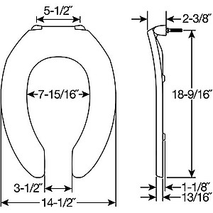 BEMIS 1955SSCT 000 Commercial Heavy Duty Open Front Toilet Seat without Cover will Never Loosen & Reduce Call-backs, ELONGATED, Plastic, White