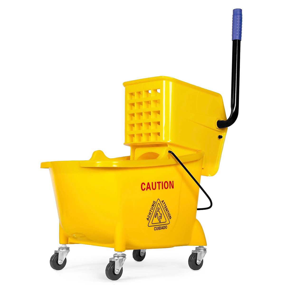 WEN Rolling Mop Bucket with Down Press Wringer, 26-Quart Capacity (73034B)
