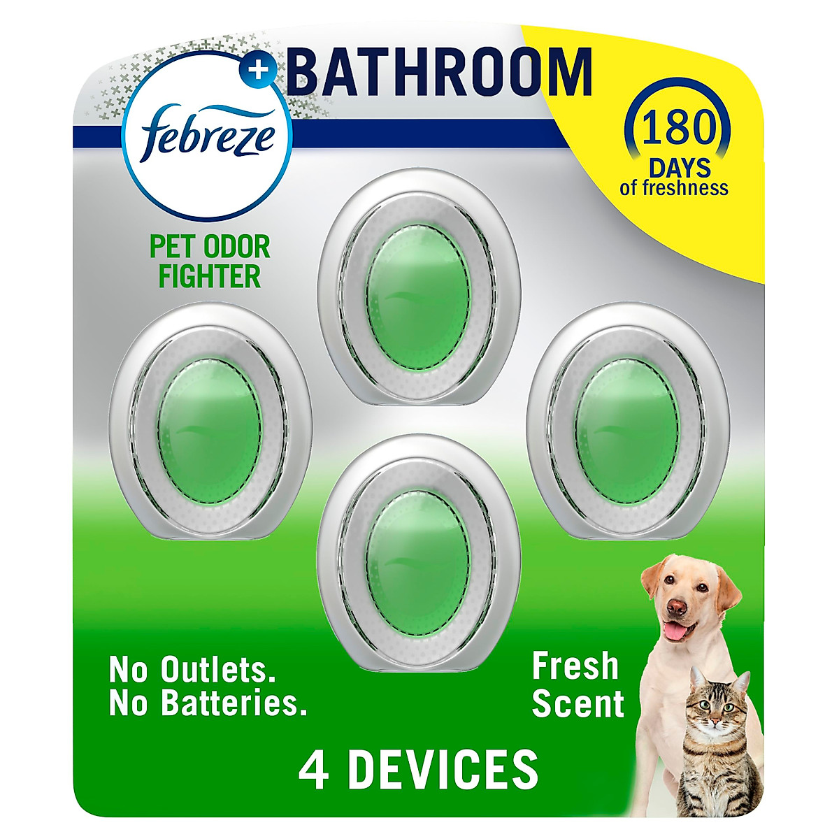 Febreze Small Spaces Air Freshener, Pet Friendly Air Fresheners Alternative for Home, Room Air Freshener, Fresh Scent, Room Deodorizer & Odor Fighter for Strong Odor (4 Count)