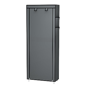 Calmootey 9 Tier Shoe Rack Organizer,Portable Shoe Shelf with Nonwoven Fabric Cover for Closet Hallway,Bedroom,Entryway,Grey