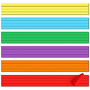 200 Count Colored Sentence Strips 3 x 24 Inches Rainbow Ruled Word Strips Adhesive Writing Lined Strips Neon Word Strips for Teachers Students Classroom Office Supplies (Neon Colors)