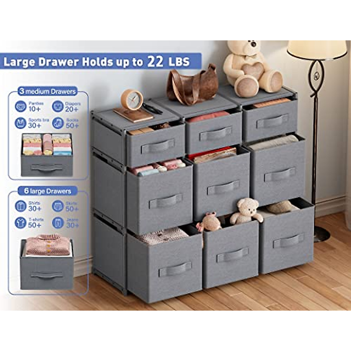 EnHomee 9 Cube Storage Organizer DIY Storage Cubes Portable Organizer Shelves Toy Organizers Storage for Bedroom/Living Room/Kids Room