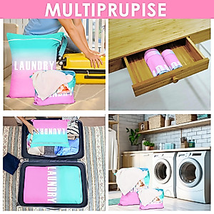 2 Pcs Large Travel Laundry Bag Waterproof Wet Dry Bag Washable Dirty Clothes Bag Bathing Suit Workout Bag for Gym Clothes Laundry Wet Clothes Swimming Yoga