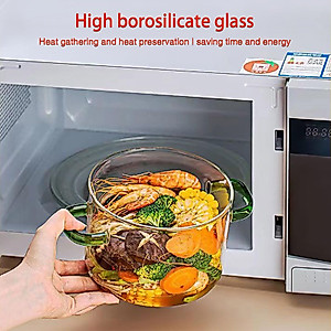 Clear Cooking Pots 1.5L(50oz) High Borosilicate Cooking Pot,Glass Cooking Pots for Stove Top Glass Saucepan,Glass Pot With Lid for Noodle,Soup,Milk,Tea