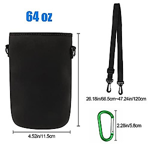 Water Bottle Sleeve, Water Bottle Sling for 64oz Rambler Ozark Rtic Stainless Steel Bottle 64oz, Hydro Flask 64 oz, Neoprene Tumbler Travel Holder Bag with Removable Shoulder Strap(No Bottle)