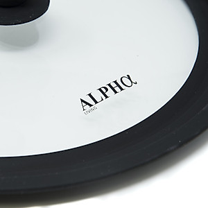 Alpha Living Universal Silicone Cookware Pots and Pans Vented Tempered Glass-Graduated Lid with Easy Grip Fits 9.5", 10" 11" (Small)