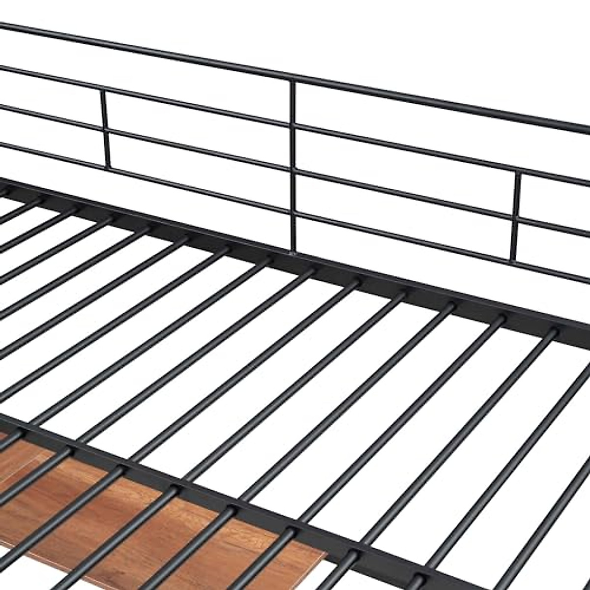 ATY Full Size Loft Bed with L-Shaped Desk and Wardrobe &Storage Shelves, Stairway Metal Bedframe w/Grid, Save Space Design, for Bedroom, Dorm, No Spring Need Required, Black