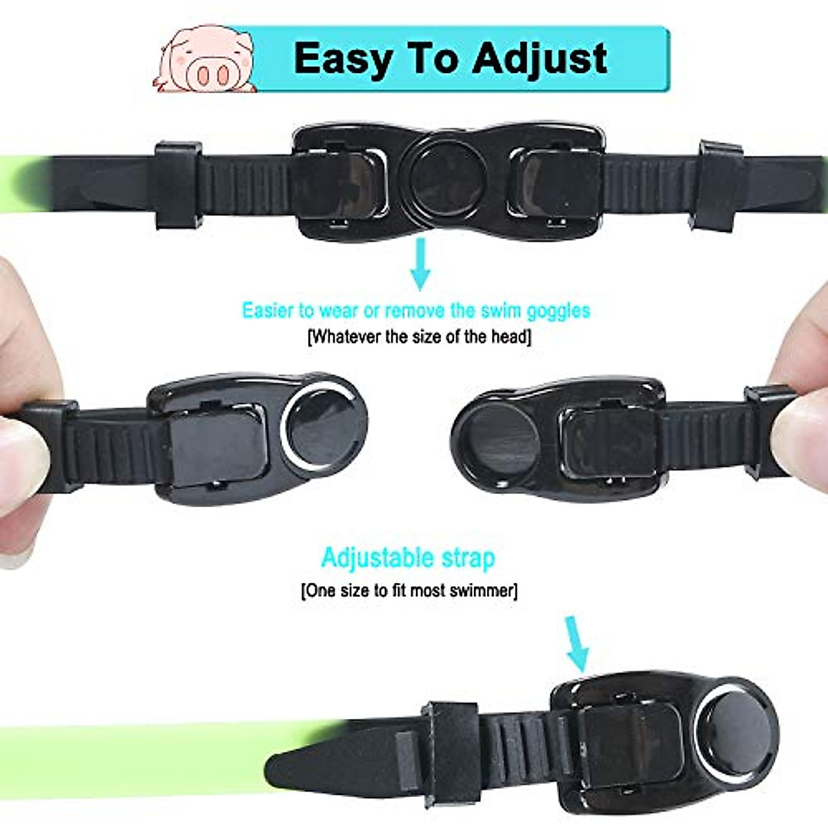 PHELRENA Kids Swim Goggles with Earplugs Nose Clip, Swimming Goggles with Anti-UV, Anti-fog Lenses