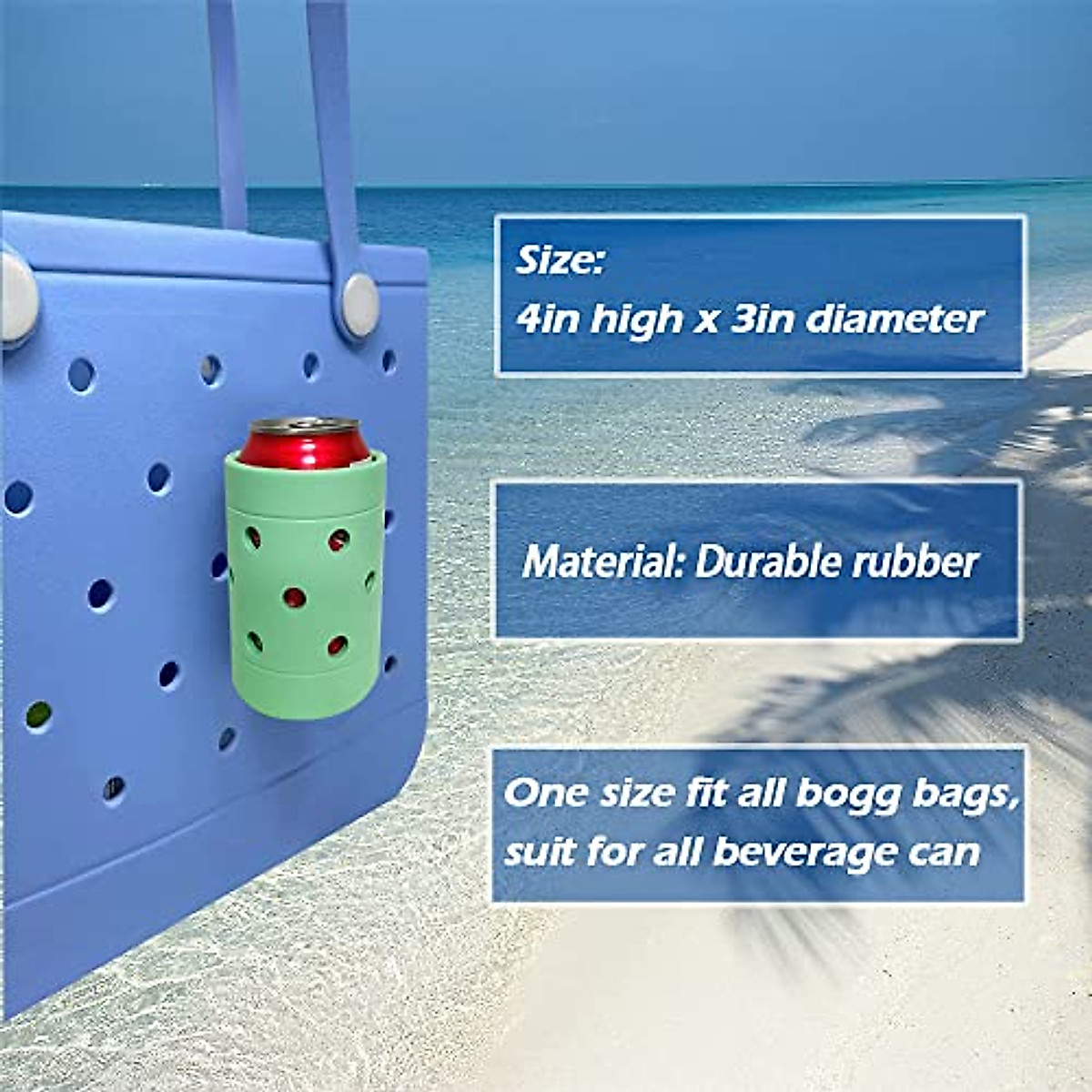 Ceyunsal Drink Cans Holder Charm Accessories Compatible with Bogg Bags Keep Water Bottles and Sunscreens Handy with Your Tote Bag Black (Green)