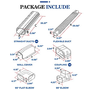 LyPrem 16.5Ft Mini Split Line Set Cover 4" PVC Line Cover Kit for Mini Split and Central Air Conditioner & Heat Pump