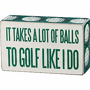 Primitives by Kathy Box Sign-Lot of Balls, 5x3 inches, White, Teal