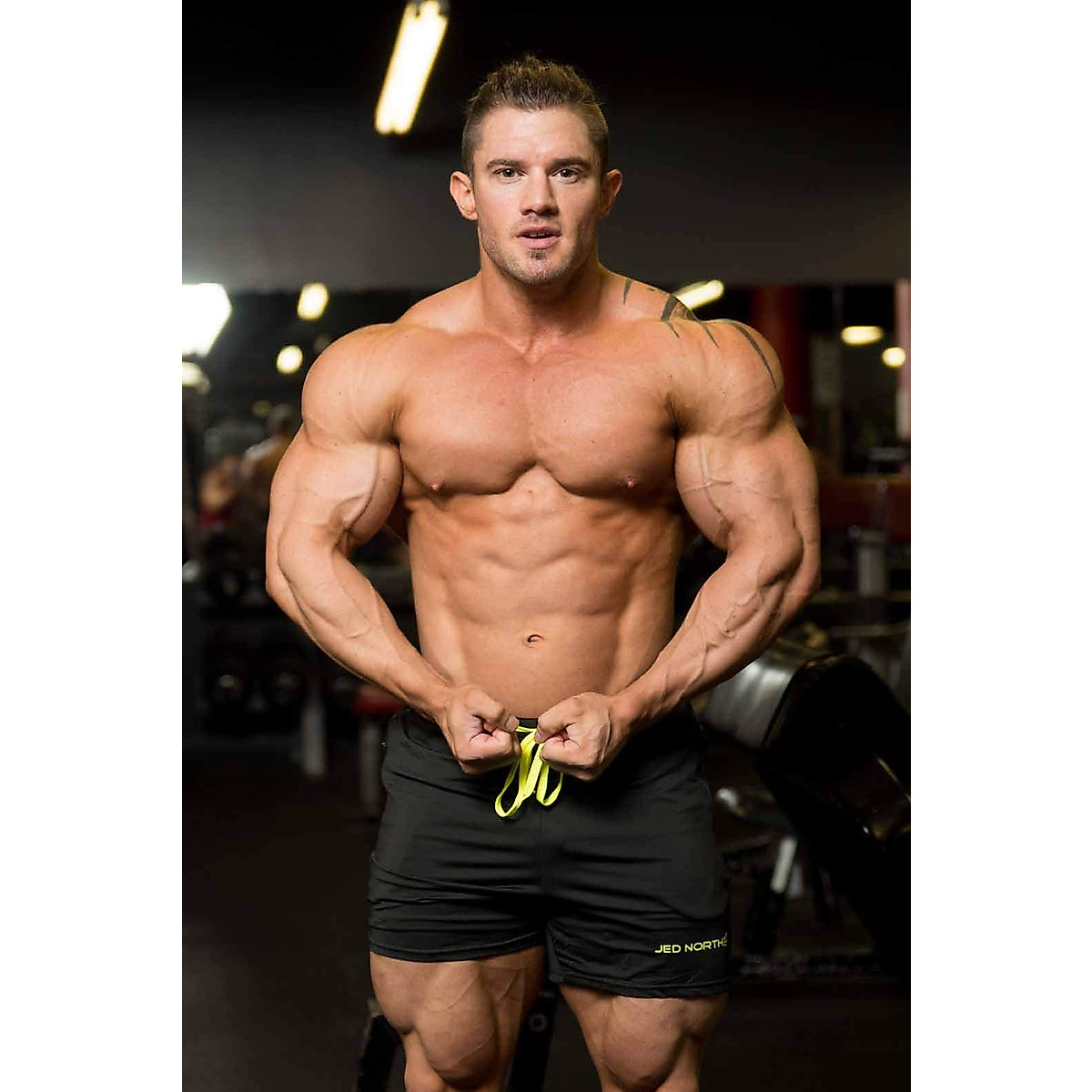 Men's Fitted Shorts Bodybuilding Workout Gym Running Tight Lifting Shorts Pants, X-Large, Black