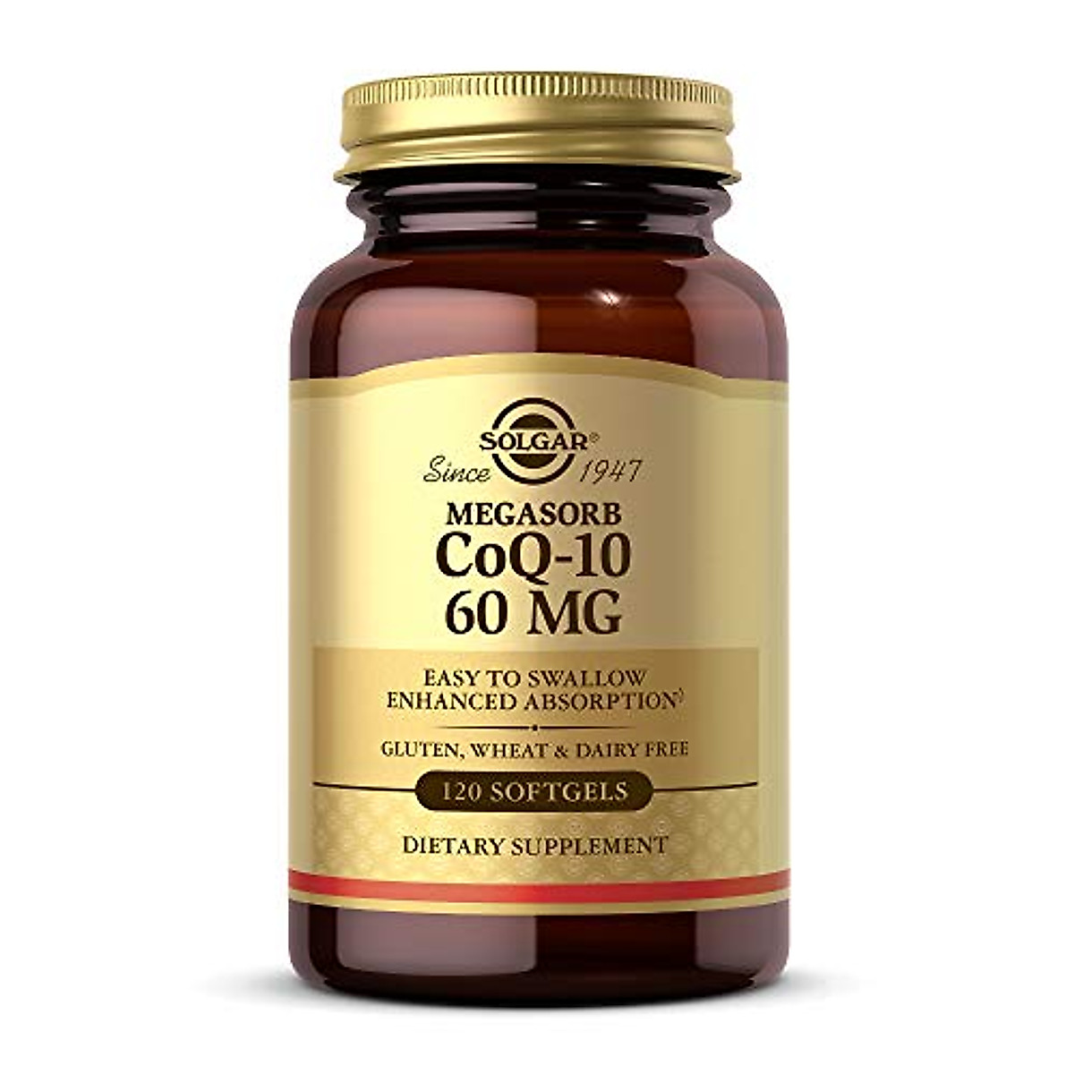 Solgar Megasorb CoQ-10 60 mg, 120 Softgels - Supports Heart & Brain Health - Coenzyme Q10 Supplement - Enhanced Absorption, Easy to Swallow - Gluten Free, Dairy Free - 120 Servings