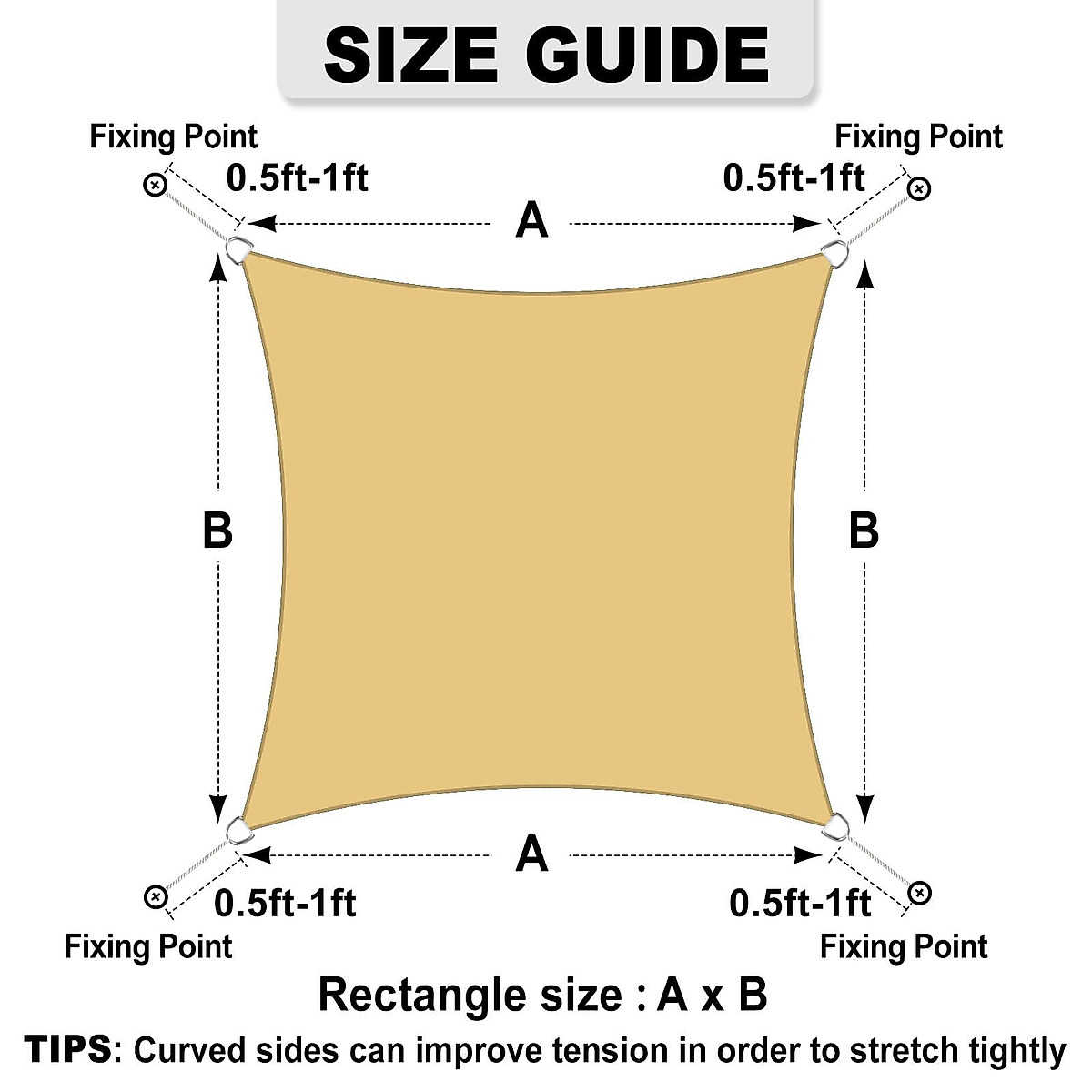 OutdoorLines Rectangle Sun Shade Sails for Patios 10 x 13 ft  Sun UV Blocking Outdoor Canopy, Sunshades for Backyard, Lawn and Garden and All Outdoor Activities, Sand