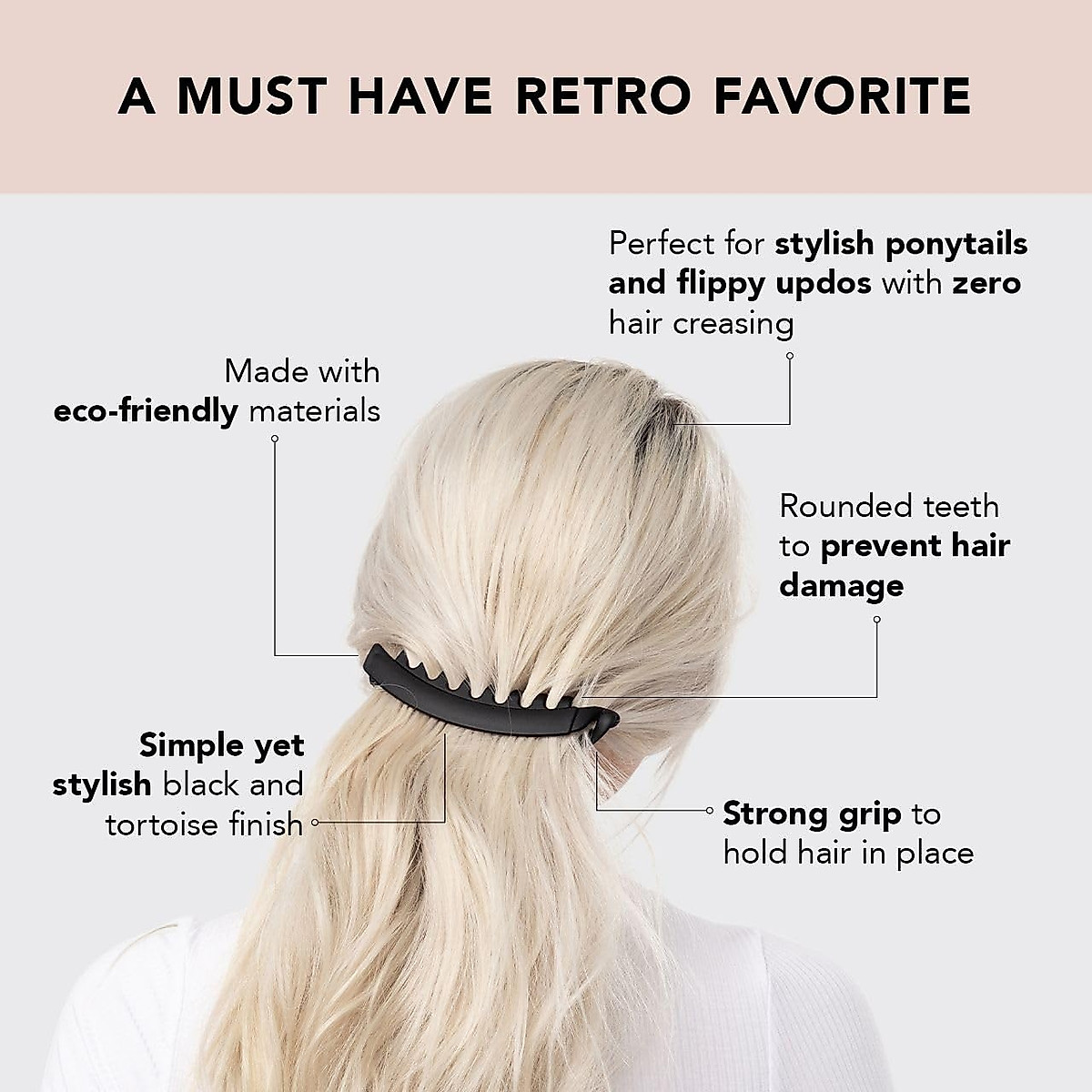 Kitsch Banana Hair Clips for Women - Large Banana Clip for Thick Hair | Cute Hair Clips for Girls | Banana Clips for Thin Hair | Banana Hair Clip, Big Claw Clips for Thick Hair, 2pc (Black & Tortoise)