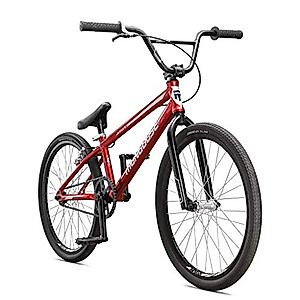 Mongoose Title Pro BMX Race Bike with 24-Inch Wheels in Red for Beginner or Returning Riders, Featuring Lightweight Tectonic T1 Aluminum Frame and Internal Cable Routing