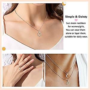 UNGENT THEM Best Friend Necklaces for 2, Sun and Moon Matching Friendship BFF Necklace Valentine's Day Christmas Gifts for 2 Teenage Teen Girls Friends Sisters Bestie Women