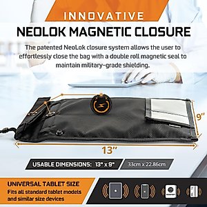 Mission Darkness NeoLok Non-Window Faraday Bag for Tablets (+ Secure Magnetic Closure) // Device Shielding for Law Enforcement & Military, Data Security, Anti-Hacking & Anti-Tracking Assurance