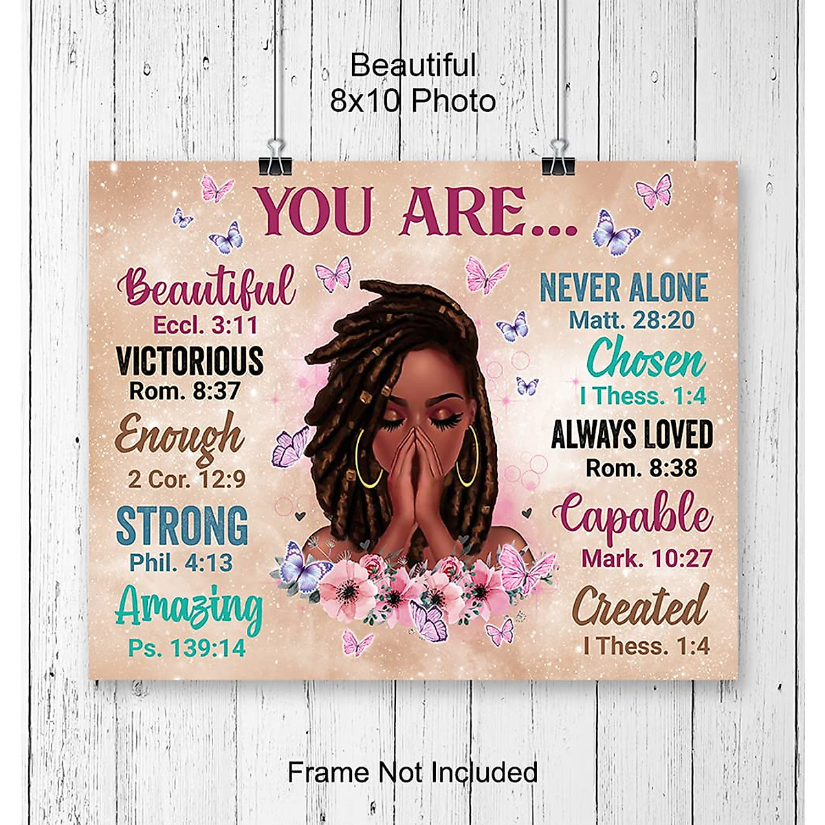 African American Wall Art - Christian Gifts for Women, African Americans, Black women - Inspiration Black Art - spiritual Scripture Christian Wall Decor- Black Girl Magic Poster - Bible Verse Wall Art