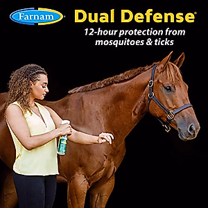 Farnam Dual Defense Insect Repellent for Horse and Rider, Fly Control, 12 Hour Long Lasting Protection, 10 Ounce Non-Aerosol Spray Bottle