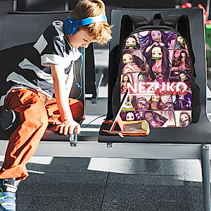 Uzui Tengen 17" Nezuko Backpack Anime Multifunction Bookbag with Side Pockets Durable Laptop Bag for Teen Boys Girls