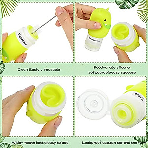 Meanplan 9 Pcs 6 Silicone Condiment Squeeze Bottles Squeeze Salad Dressing Bottles Portable Sauce Bottle Leak Proof Food Storage Bottles with Cleaning Brush Label Sticker Funnels for Lunch (Devil)