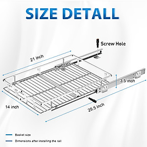 Tksrn Pull Out Cabinet Organizer(14" W x 21" D),Cabinet Drawers Slide Out Shelves for Kitchen,Under Sink Organizer Storage for Cabinet in Home, Pantry, Bathroom（NEED 15" W and 22" D Cabinet）
