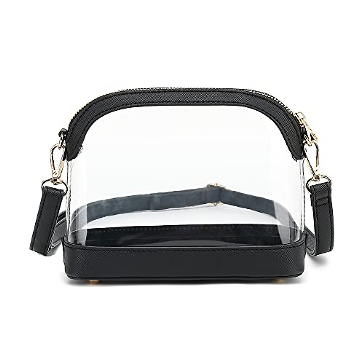 LOXOMU Clear Purses for Women Stadium, Chic Small Clear Evening Bag, Cute See Through Clear Stadium Purse for Concerts Sports Wedding (Black)