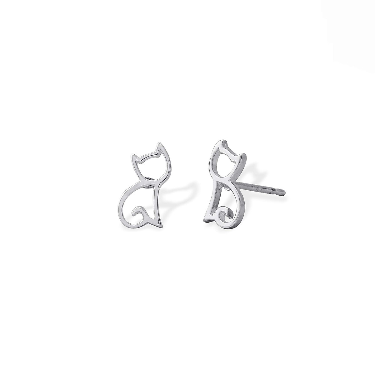 Boma Jewelry Sterling Silver Cut Out Cat Stud Earrings