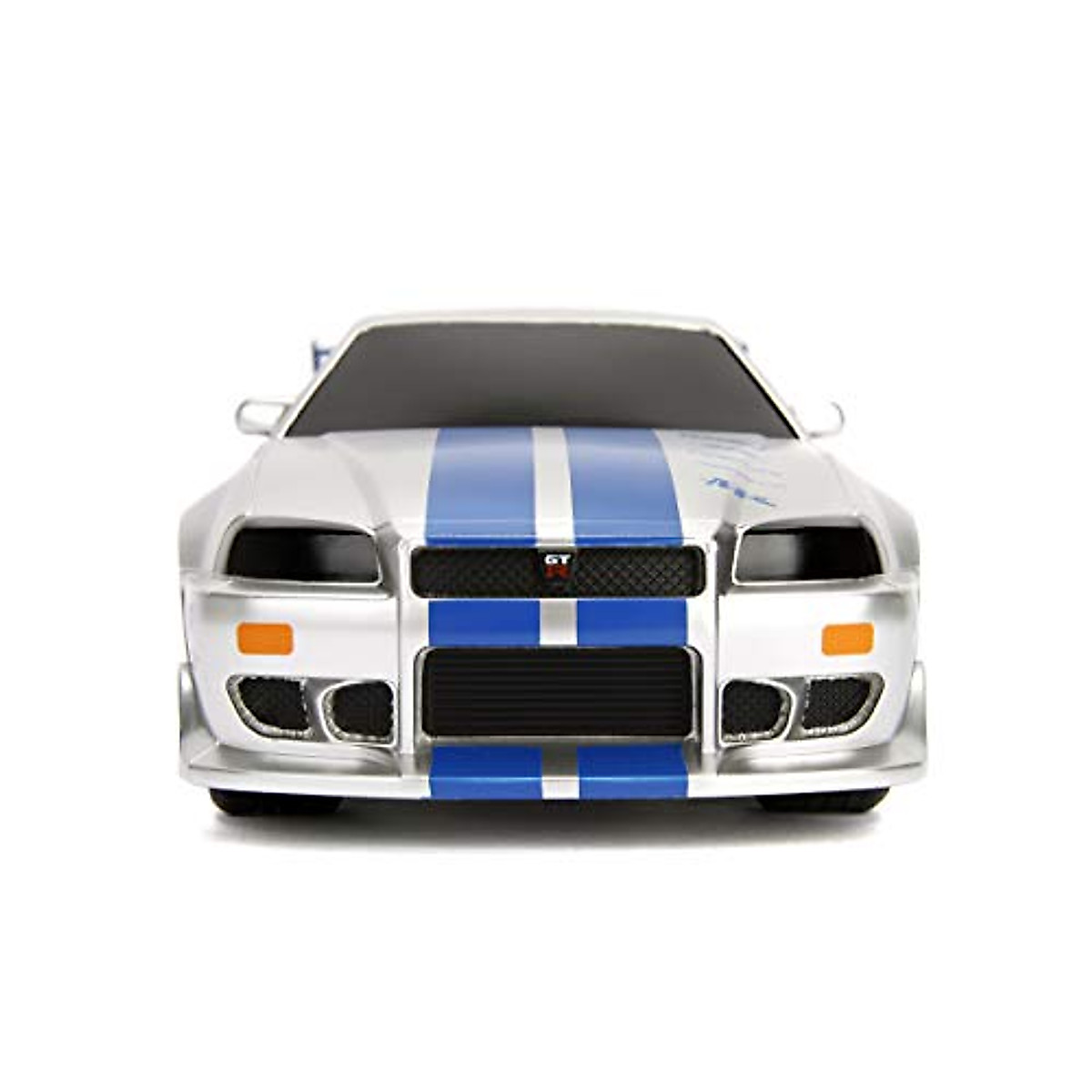 Jada Toys Fast & Furious Brian's Nissan Skyline GT-R (Bnr34)- Ready to Run R/C Radio Control Toy Vehicle, 1: 16 Scale, Silver and Blue, (99370)