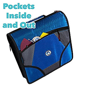 Case-it The King Sized Zip Tab Zipper Binder - 4 Inch D-Rings - 5 Subject File Folder - Multiple Pockets - 800 Sheet Capacity - Comes with Shoulder Strap - Purple D-186