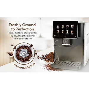 Cafe Bueno Super Automatic Espresso Machine - 19 Coffee Recipes, Durable, Grinder, Milk Frother, 7" Touchscreen