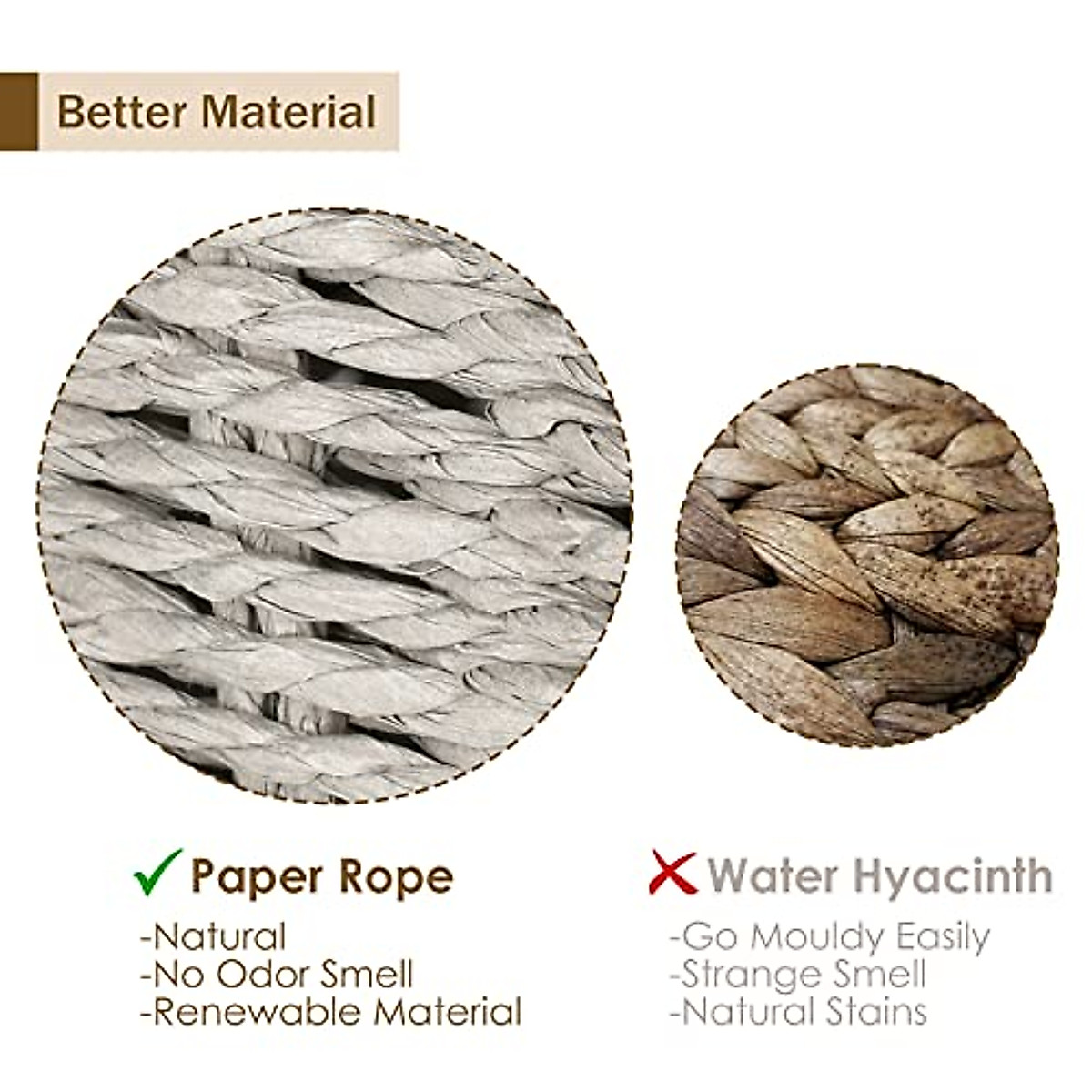 AELS Woven Baskets for Storage, Natural Hand-woven Storage Baskets for Organizing, Cubby Cubes Storage Bins for Shelves, 11" Modern Farmhouse Square Storage Cubes with Handles, Light Gray, 2 Pack