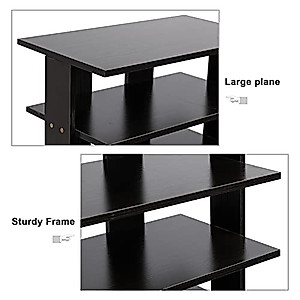 ALIMORDEN 8-Tier Wood Shoe Rack,Double Rows 7-Tier Shoe Shelf Shoe Storage Stand Entryway Shoe Tower Vertical Perfect for Narrow Closet Hallway Bedroom in Black