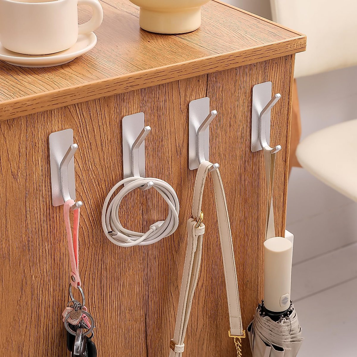 Paoli Heavy Duty Self Adhesive Hooks - Sturdy self Adhesive Hooks for Home, School and Office Easy to fit and Remove （ Black ，Set of 4）