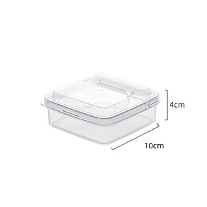 Teensery 2 Pcs Plastic Cheese Storage Box with Lid Multi-Purpose Square Food Container for Fruits Vegetable, 4" x 4" x 1.6" (Clear)