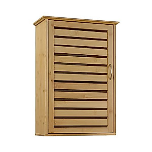 Giofanzo Bamboo Wall cabinets, Wooden Medicine Cabinet with Single Door and Adjustable Shelves, Multifunctional for Bathroom,Kitchen,Laundry,Over The Toilet Storage Cabinet, 14.5Lx6.5Wx21H