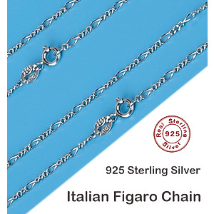 SILBERTALE 1.5mm Thin 925 Sterling Silver Italian Figaro Chain Necklace 14 inch