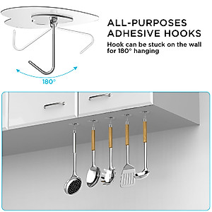 Adove Adhesive Hooks for Hanging, 24 Pack Heavy Duty Wall Hooks, Towel Coat Hooks Waterproof, Transparent Self Adhesive Sticky Hook for Kitchen Keys Glass Door,No Nail Utility Ceiling Hooks