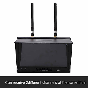 Zyyini 5.8G FPV LCD Receiver Monitor, 40Channels 7Inch LCD Screen Video Transmission Display FPV Drone Accessory Built-in Dual Receiver 600cd/m2 100-240V for FPV Drone
