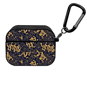 Shockproof Portable Protective Hard Printing Pattern Cover Case with Carabiner Compatible with AirPods Pro 2019 / Chinese Dragon Pattern