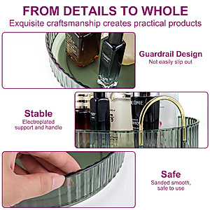 PYangTian 360°Rotating Makeup Organizer,Round Rotating Skincare Organizer Countertop-Large Capacity Makeup, Skincare & Perfume Organizer. (Green)