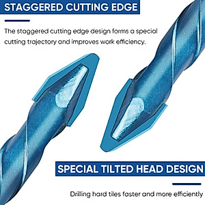 SONCHIE Eccentric Drill Bit Set - Set of 10 Carbide-Tipped Crooked Drill bit Masonry Drill Bit Sets forConcrete/Walls/Tiles/Glass/Hard Plastic/Cement/Granite, etc
