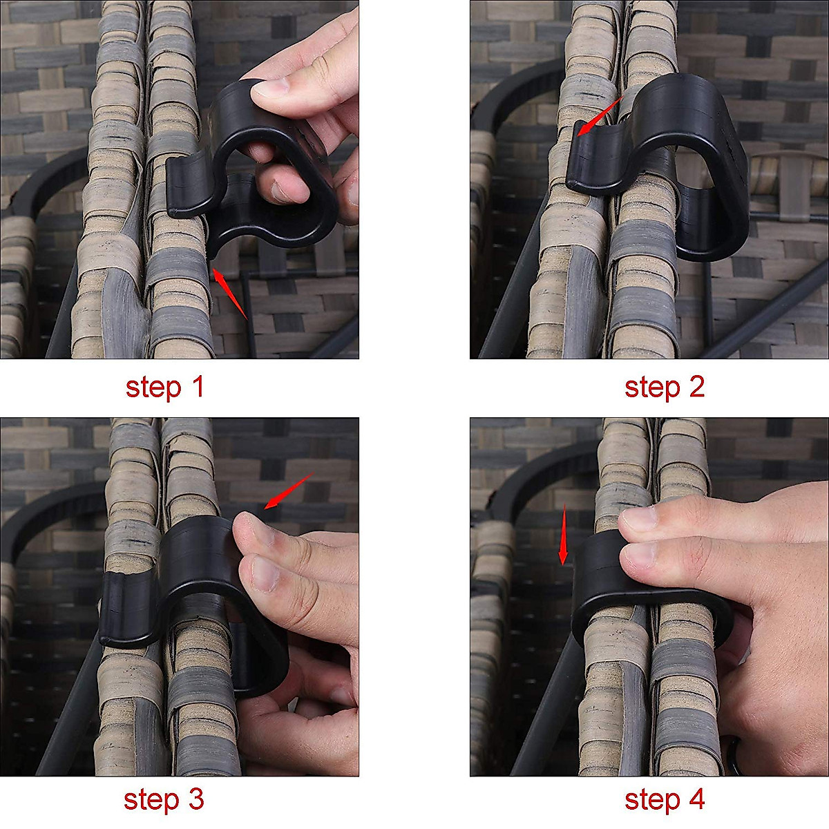 SUQ I OME Pack of 10 Outdoor Patio Garden Wicker Rattan Furniture Aligment Sofa Rattan Chair Fastners Clip Sectional Connector - Non Slip (1.74 inches,Small)