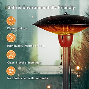 Simple Deluxe 1500W Patio Heater,Outdoor Patio Heater,Outdoor Electric Heater,Infrared Heater for Patios and Balconies, Camping, Tailgating 77.65" * 17"* 16.5"Black