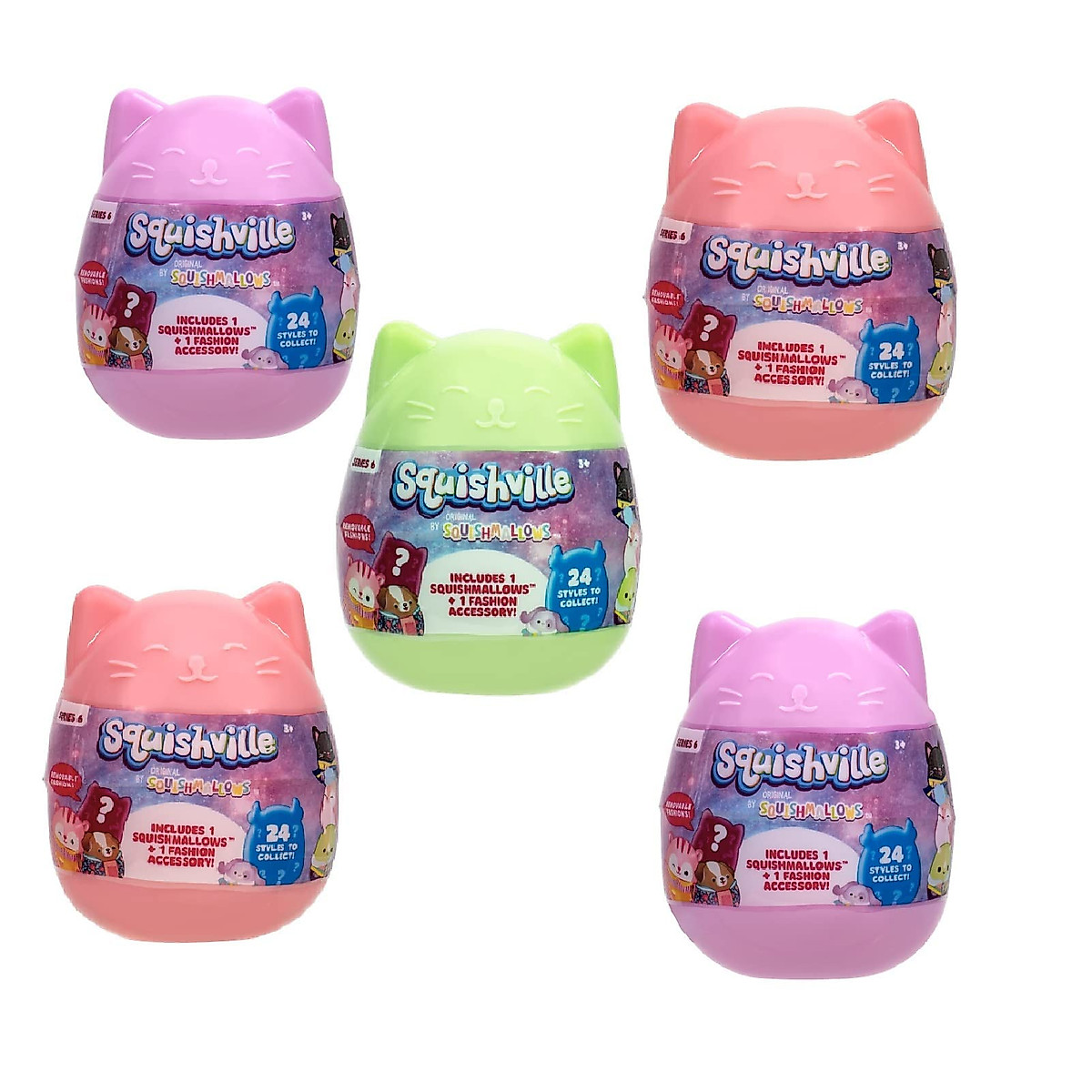 Squishmallows Squishville Series 6 - Assorted 5 Pack - Mini Plush & Accessories - Official Kellytoy - Styles May Vary - Great Stocking Stuffer & Gift for Kids