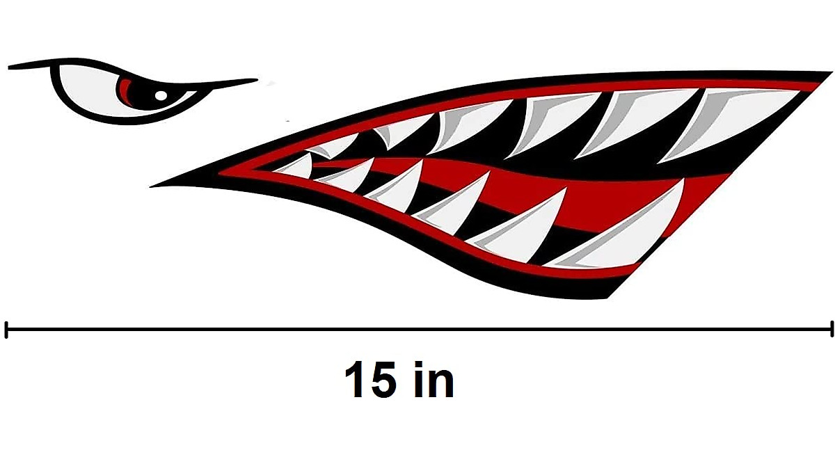 Reflective Shark Teeth Kayak Decals - 2 Pack for Fishing Boats